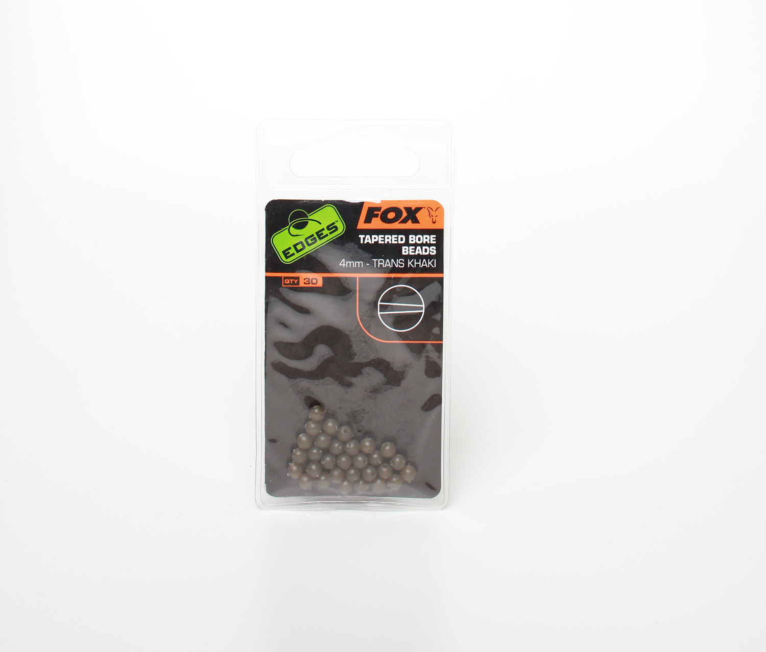 Fox Tapered Bore Beads 4mm trans khaki - Hooked on Fishing